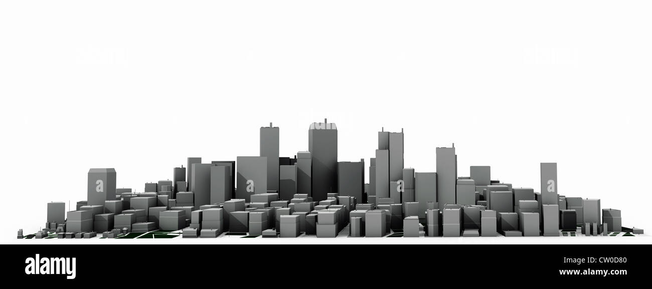 skyscraper city skyline isolated on white background Stock Photo - Alamy