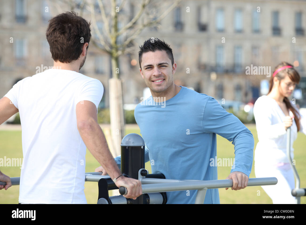 Man doing sports exercises outdoors Stock Photo - Alamy