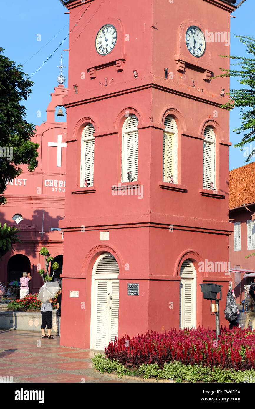 Melaka Clock Tower and Christ Church Stock Photo - Alamy