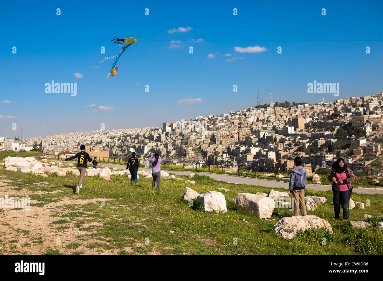 Children kite flying Amman Jordan Middle East Stock Photo - Alamy
