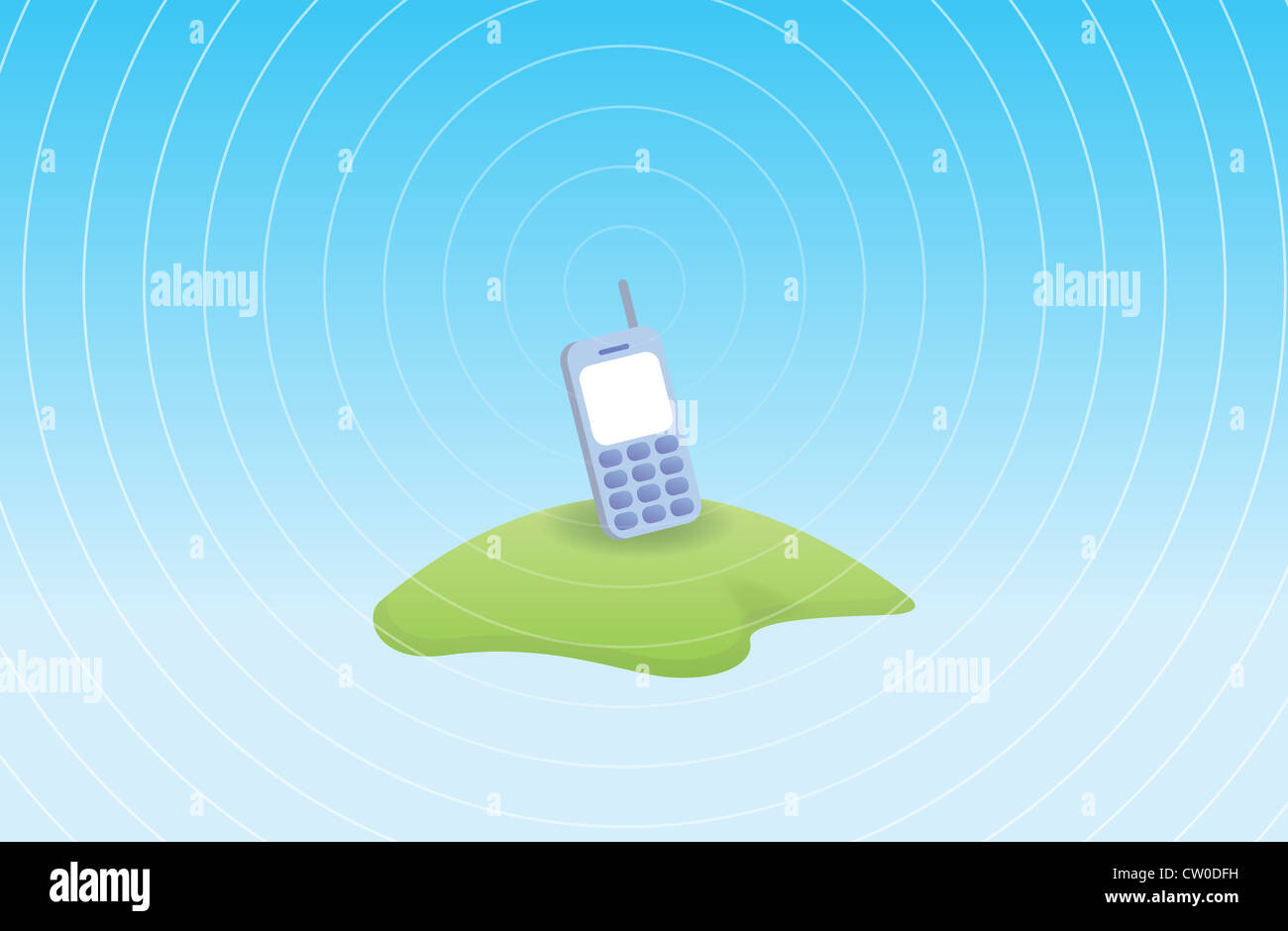 Mobile phone transmitting signal from an isolated island Stock Photo ...