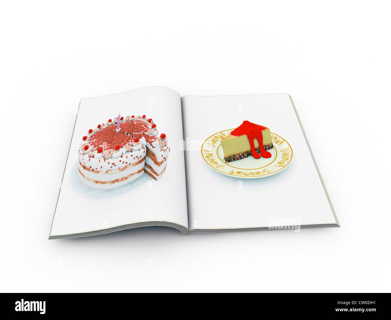 cakes book menu isolated on white background Stock Photo - Alamy
