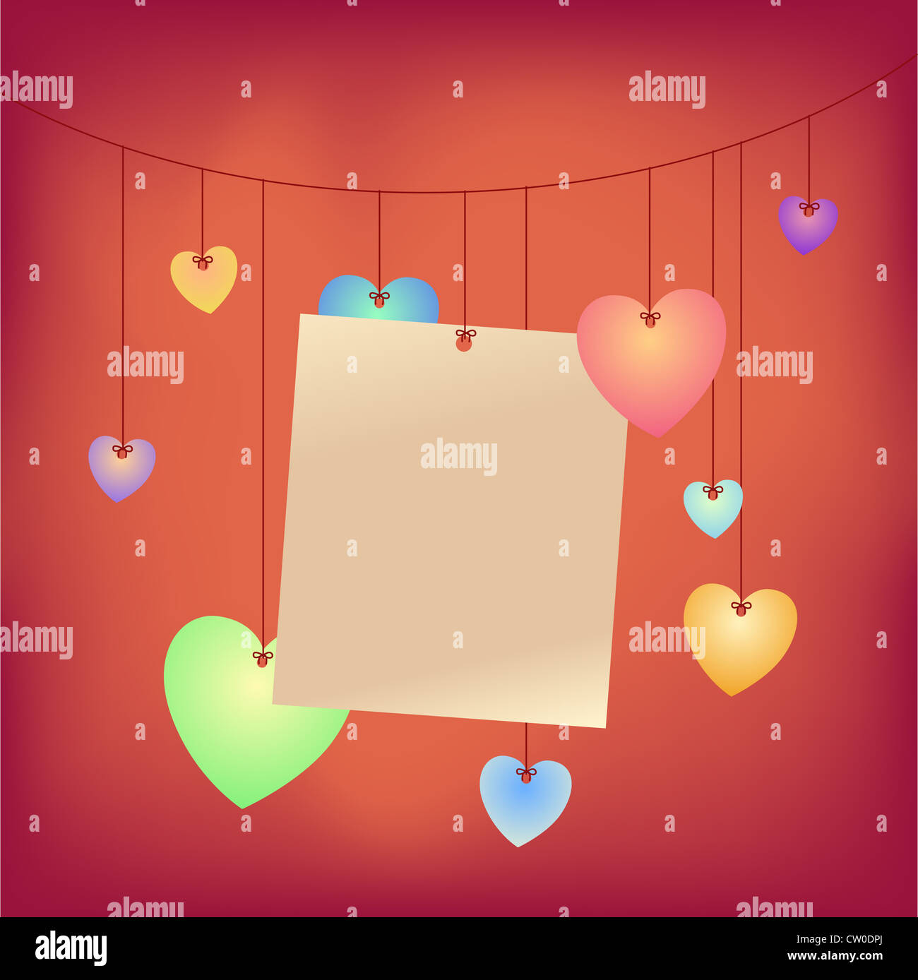 Love note hanging on rope with heart shapes Stock Photo - Alamy