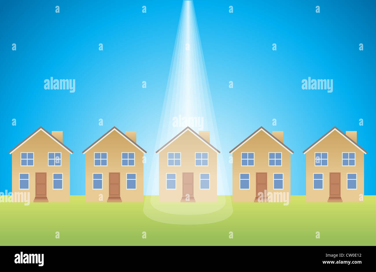 One house gets the spot light Stock Photo - Alamy