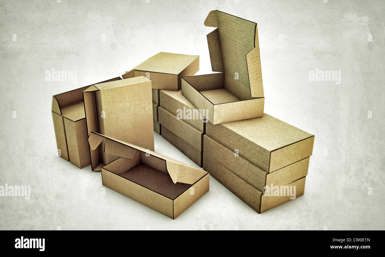 cardboard boxes isolated on white background Stock Photo - Alamy
