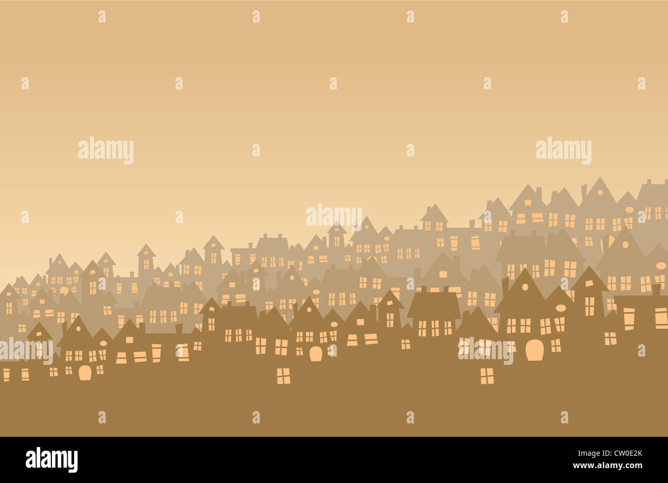 Dense suburb on in brown setting Stock Photo - Alamy