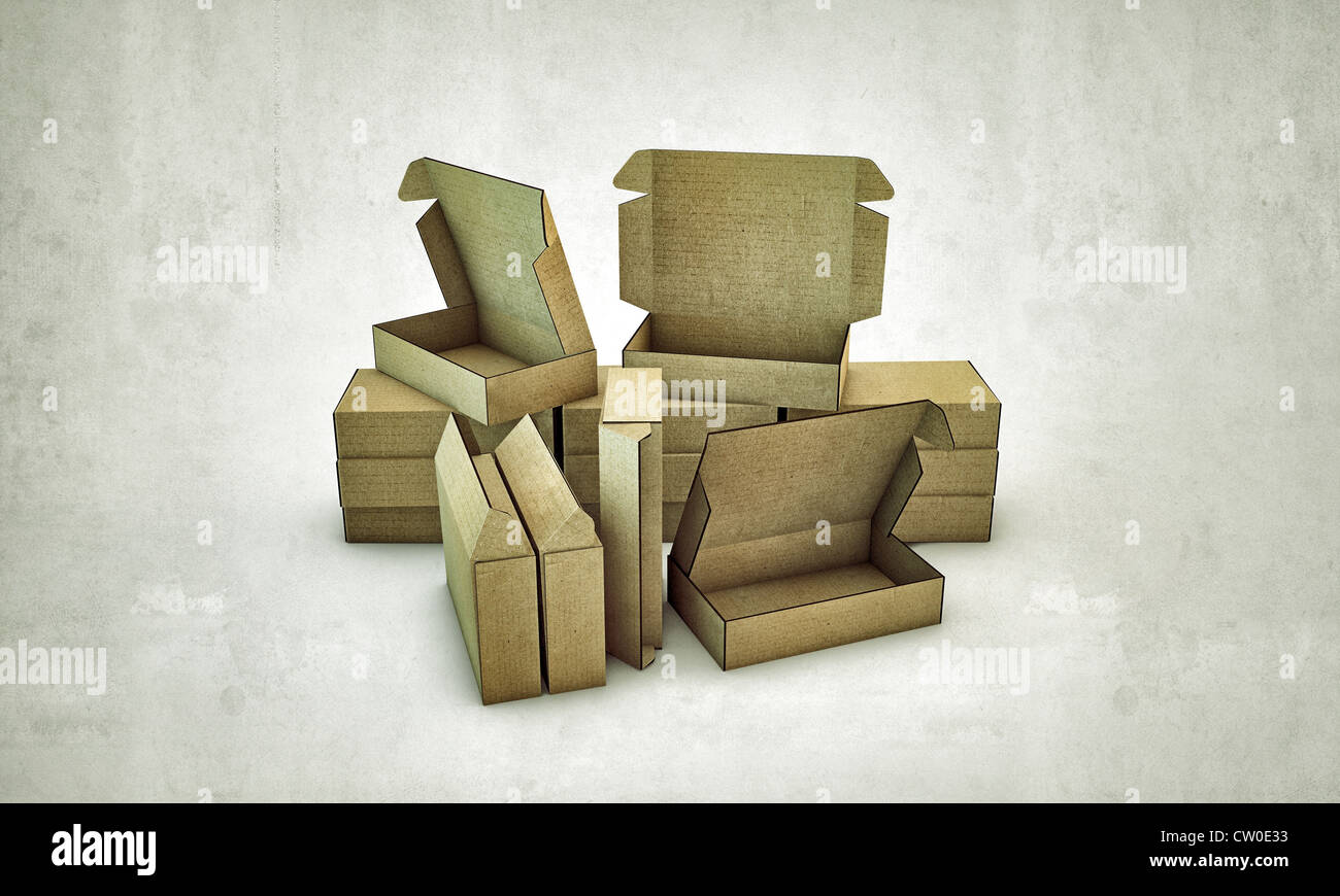 cardboard boxes isolated on white background Stock Photo - Alamy