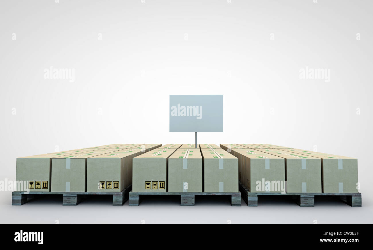 cardboard boxes with blank billboard Stock Photo - Alamy