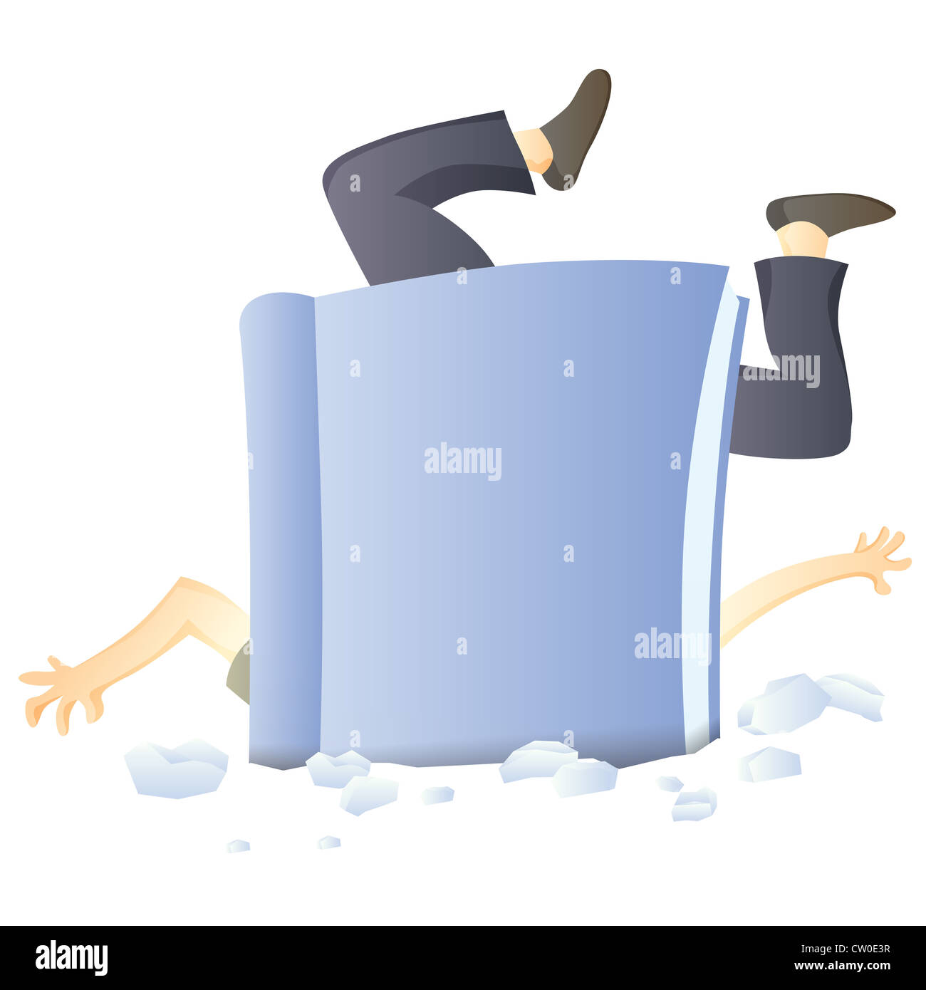 Man crushed by a falling heavy enormous book. Buyer, please title the ...