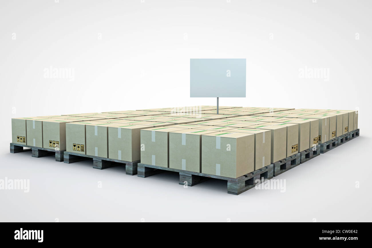 cardboard boxes with blank billboard Stock Photo - Alamy