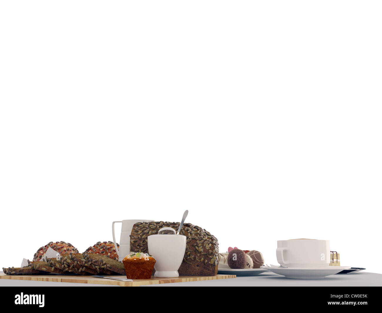 morning breakfast isolated on white background Stock Photo - Alamy