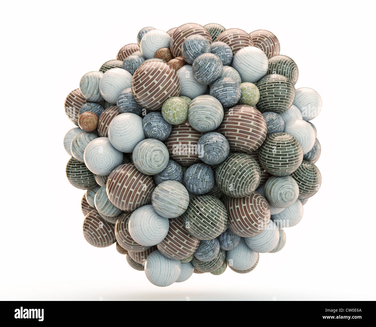 spheres with construction material shaders grouped into an invisible ...