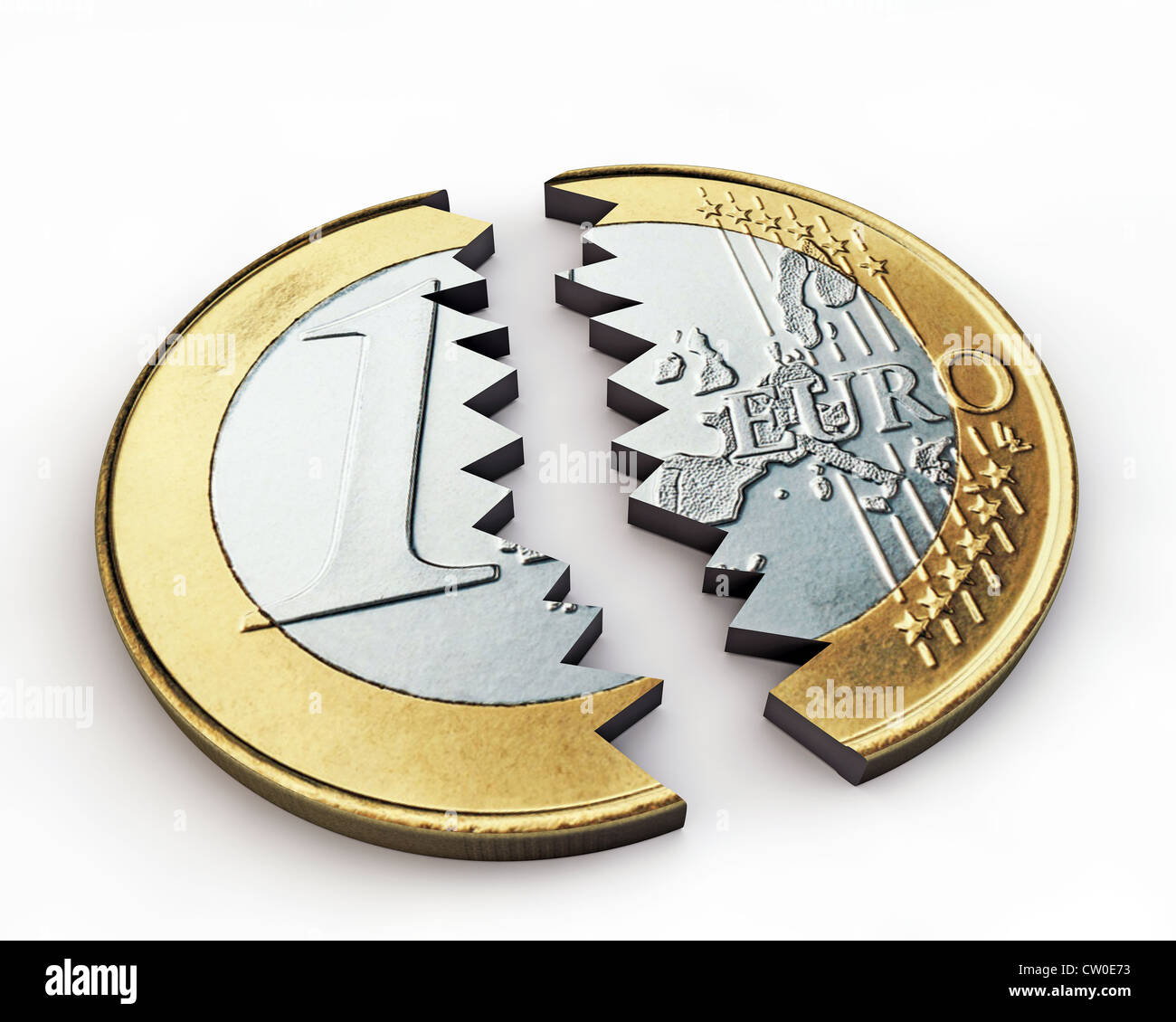 broken euro coin isolated on white background Stock Photo - Alamy
