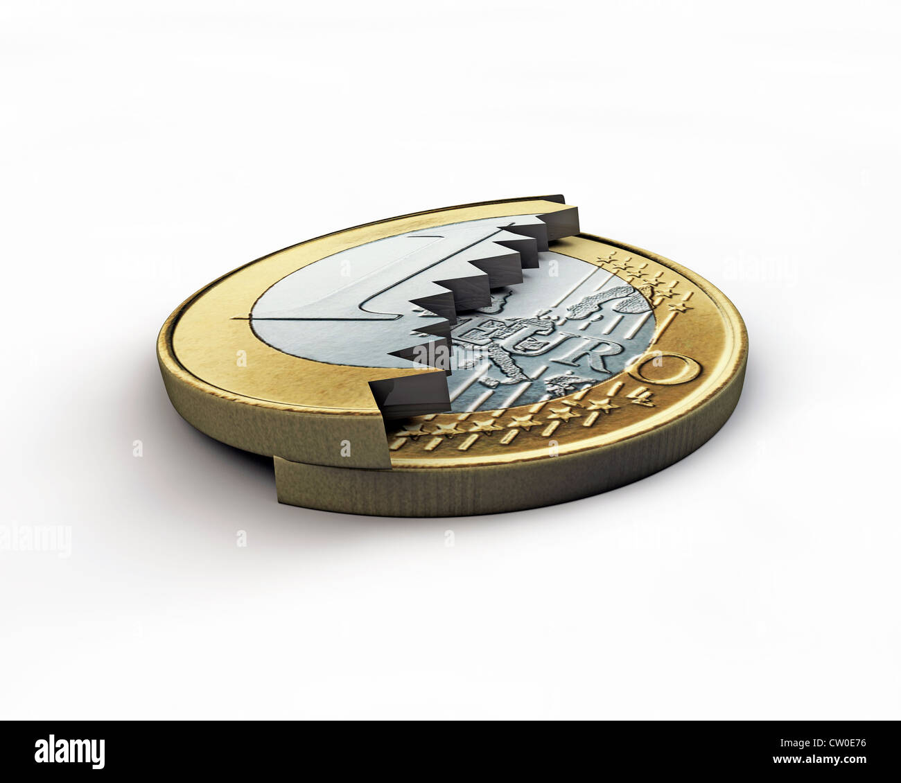broken euro coin isolated on white background Stock Photo - Alamy