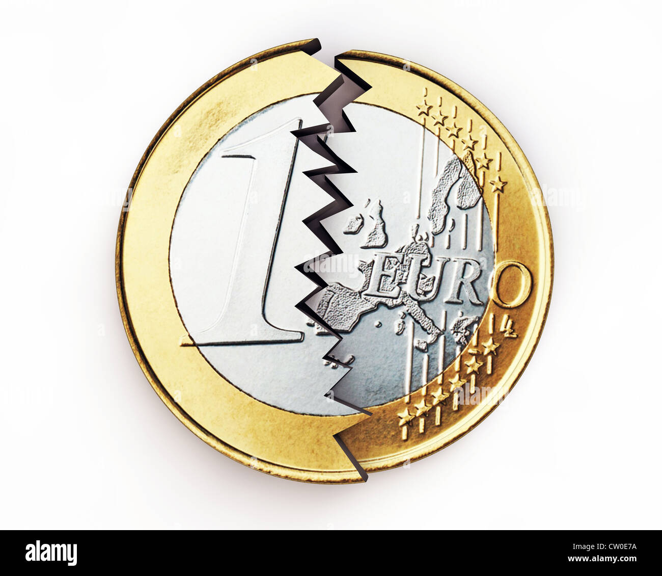broken euro coin isolated on white background Stock Photo - Alamy