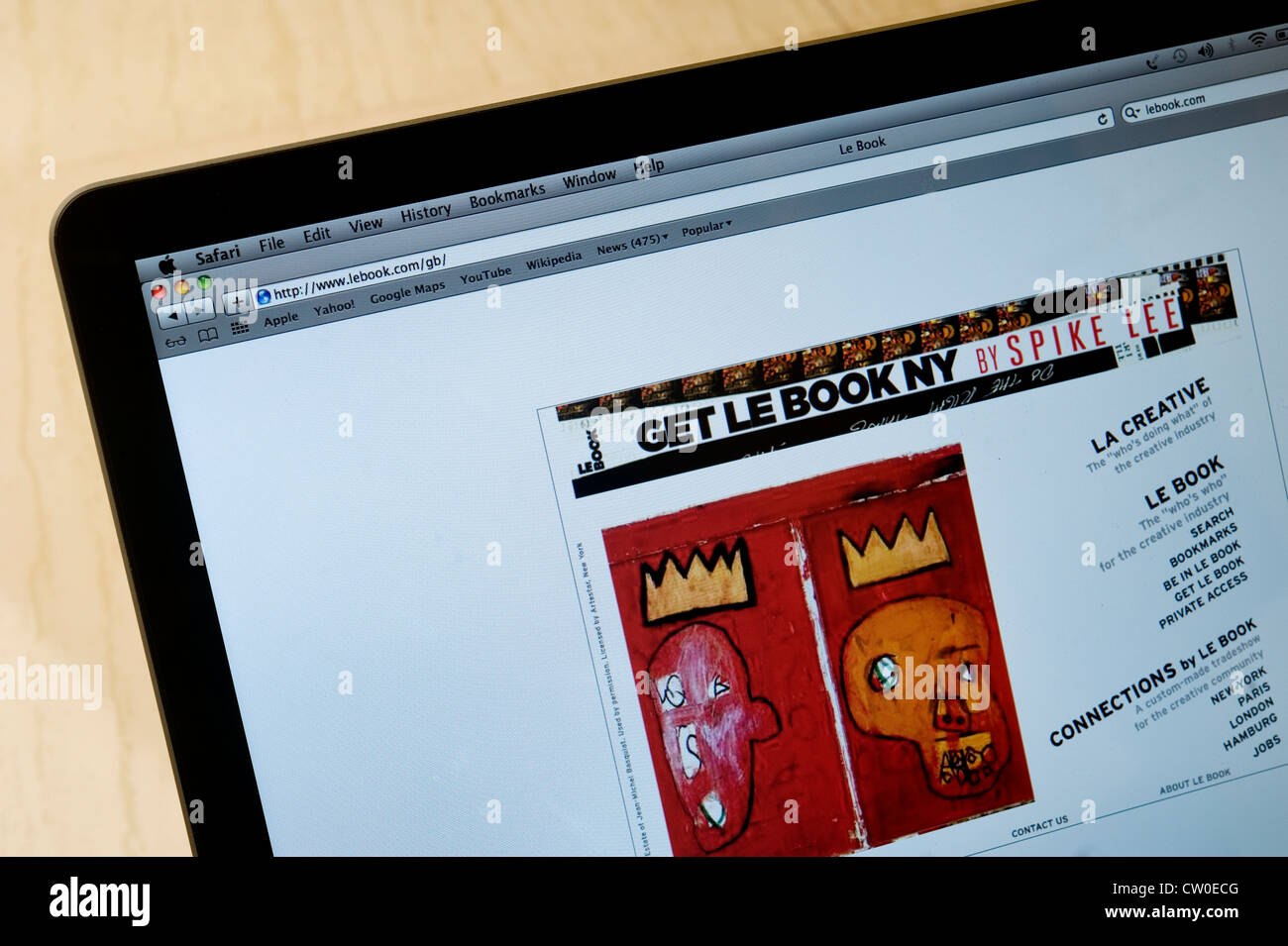 Laptop screen showing homepage of Le Book, global resource network ...
