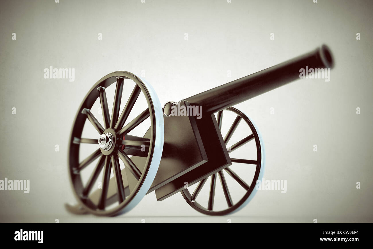 obsolete cannon in old picture isolated on white background Stock Photo ...
