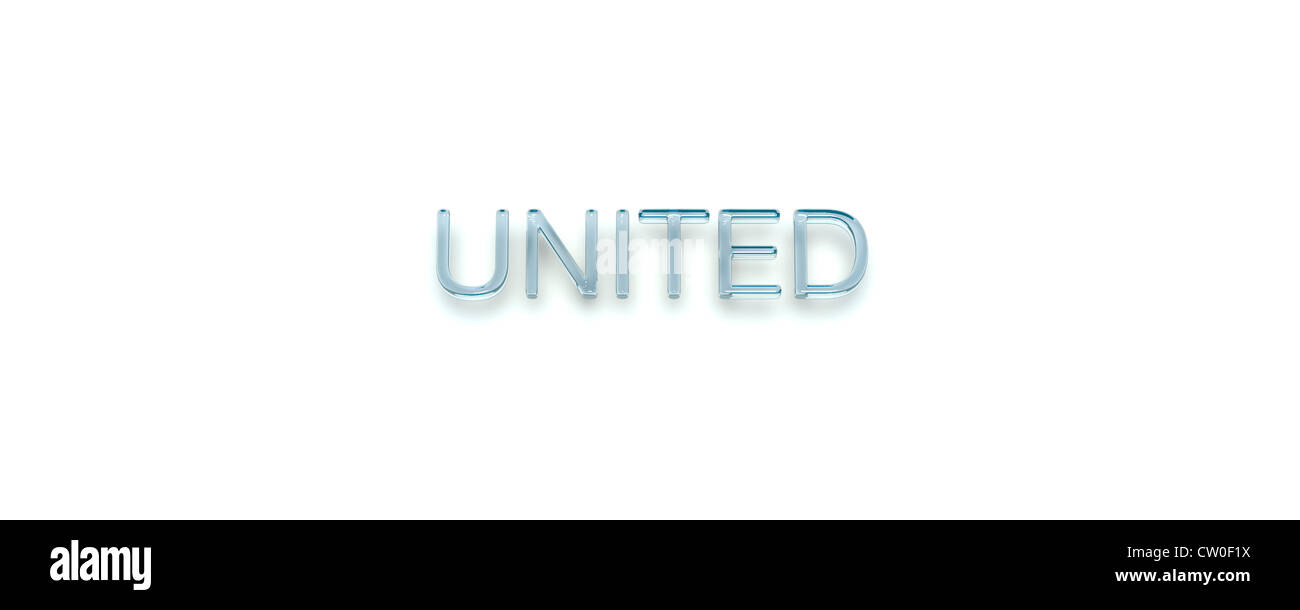 3D Key Word "UNITED" Glass Style Stock Photo - Alamy