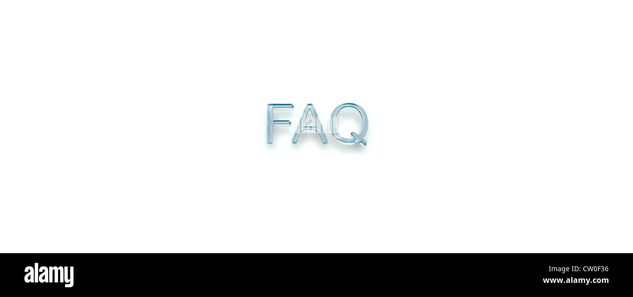 3D Key Word "FAQ" Glass Style Stock Photo - Alamy