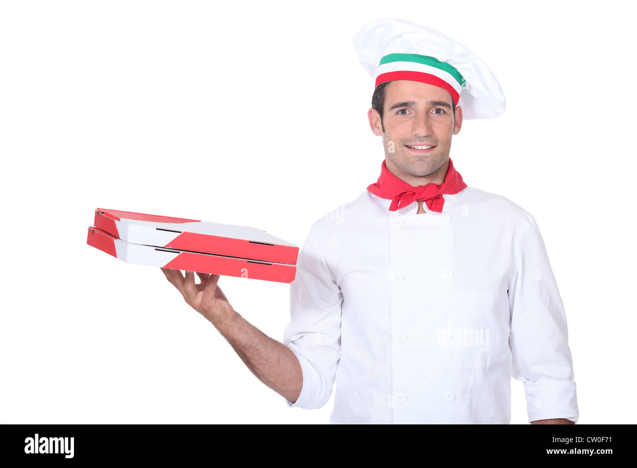 Chef holding pizza box Cut Out Stock Images & Pictures - Alamy