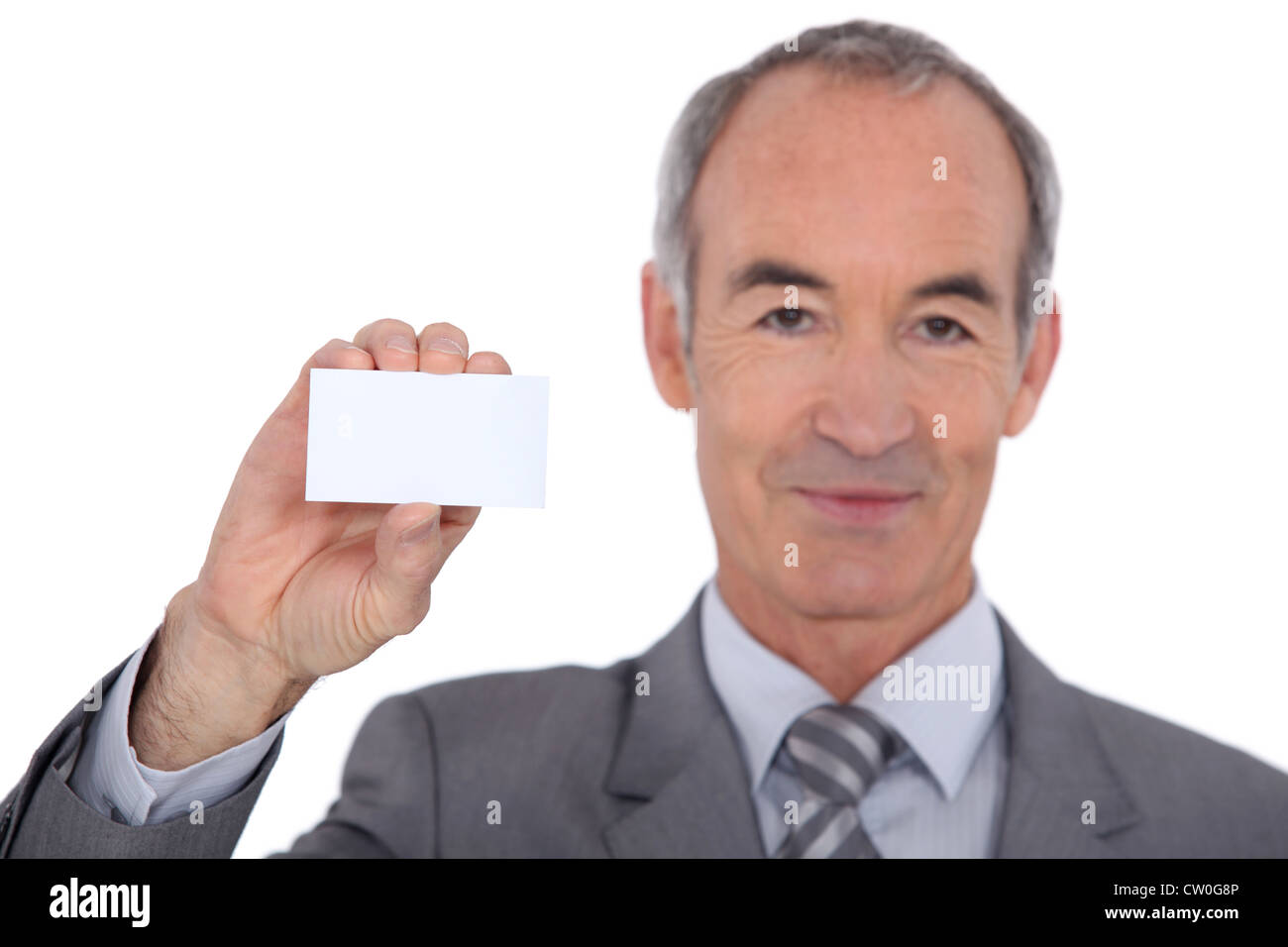 Man showing businesscard Stock Photo - Alamy