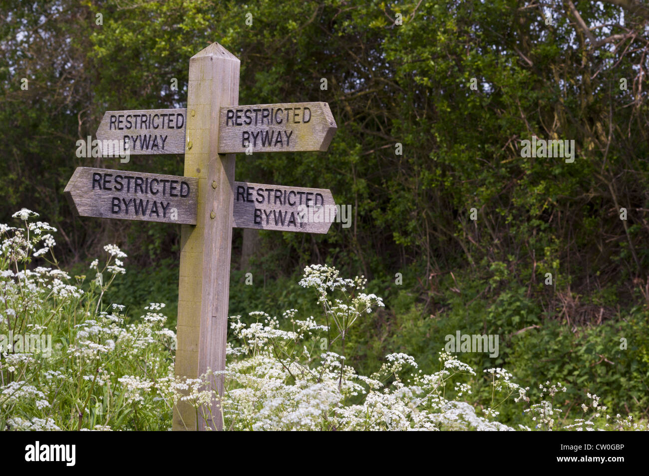 Restricted byway sign on country path Stock Photo - Alamy