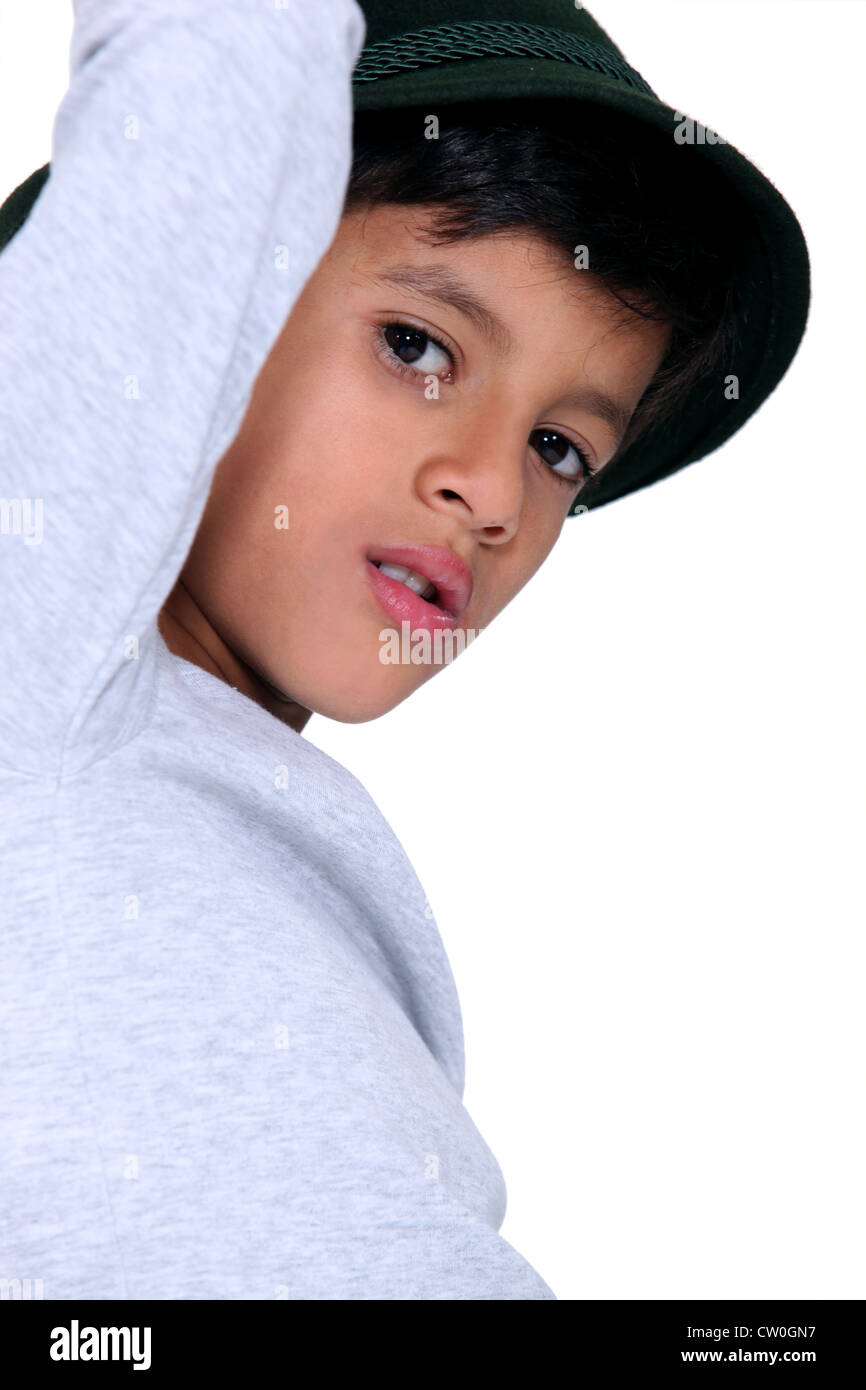 Child with black hat Stock Photo - Alamy