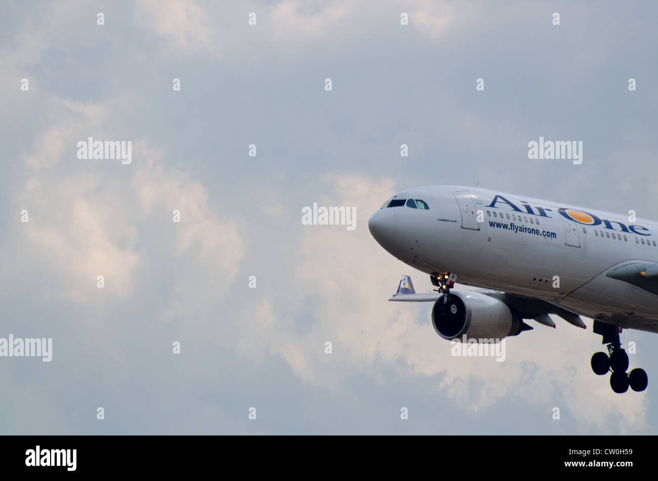 Airplane on a landing path Stock Photo - Alamy
