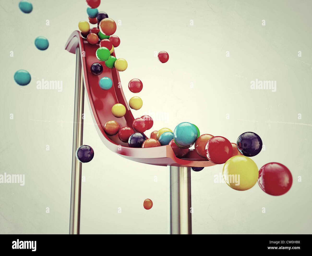 colored balls falling down isolated on white background Stock Photo - Alamy