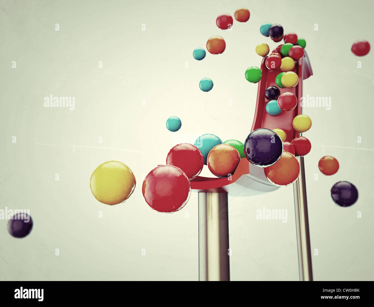 colored balls falling down isolated on white background Stock Photo - Alamy