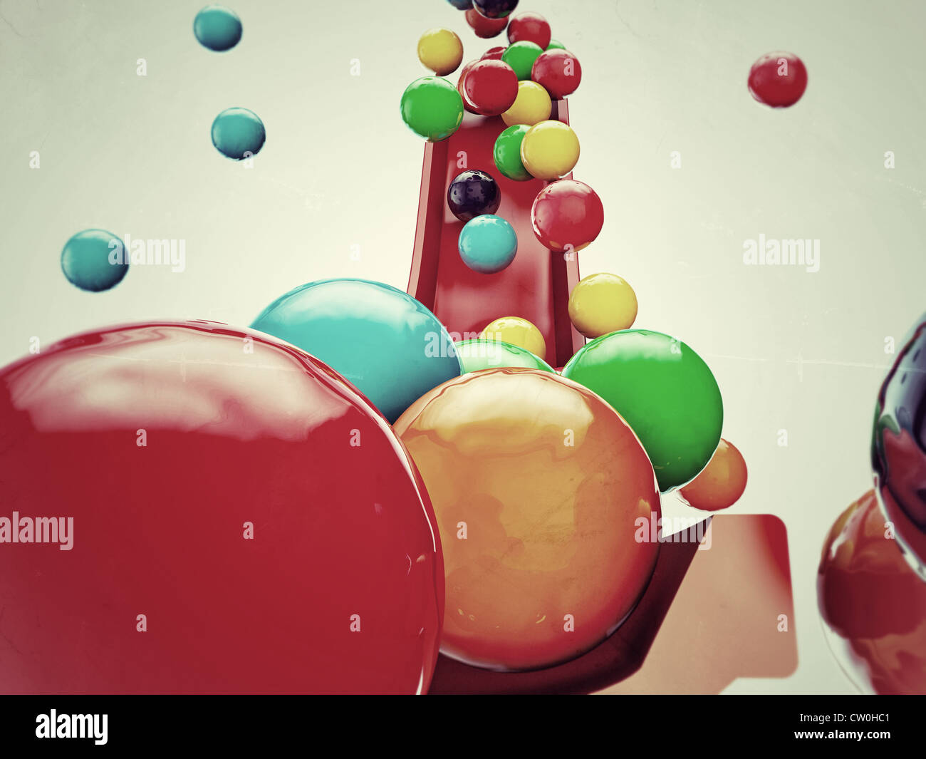 colored balls falling down isolated on white background Stock Photo - Alamy