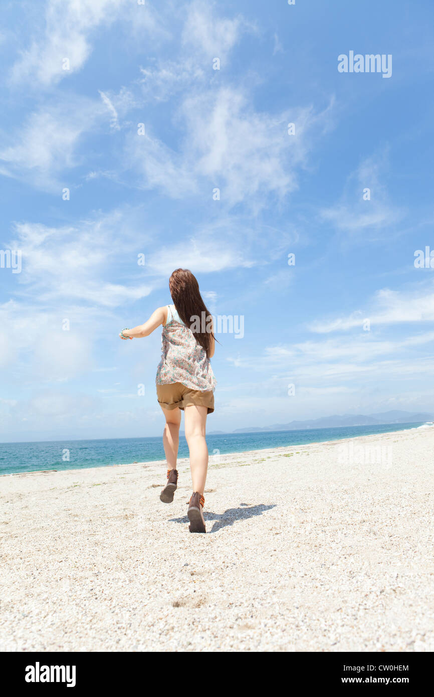 Woman full length rear view summer run hi-res stock photography and ...