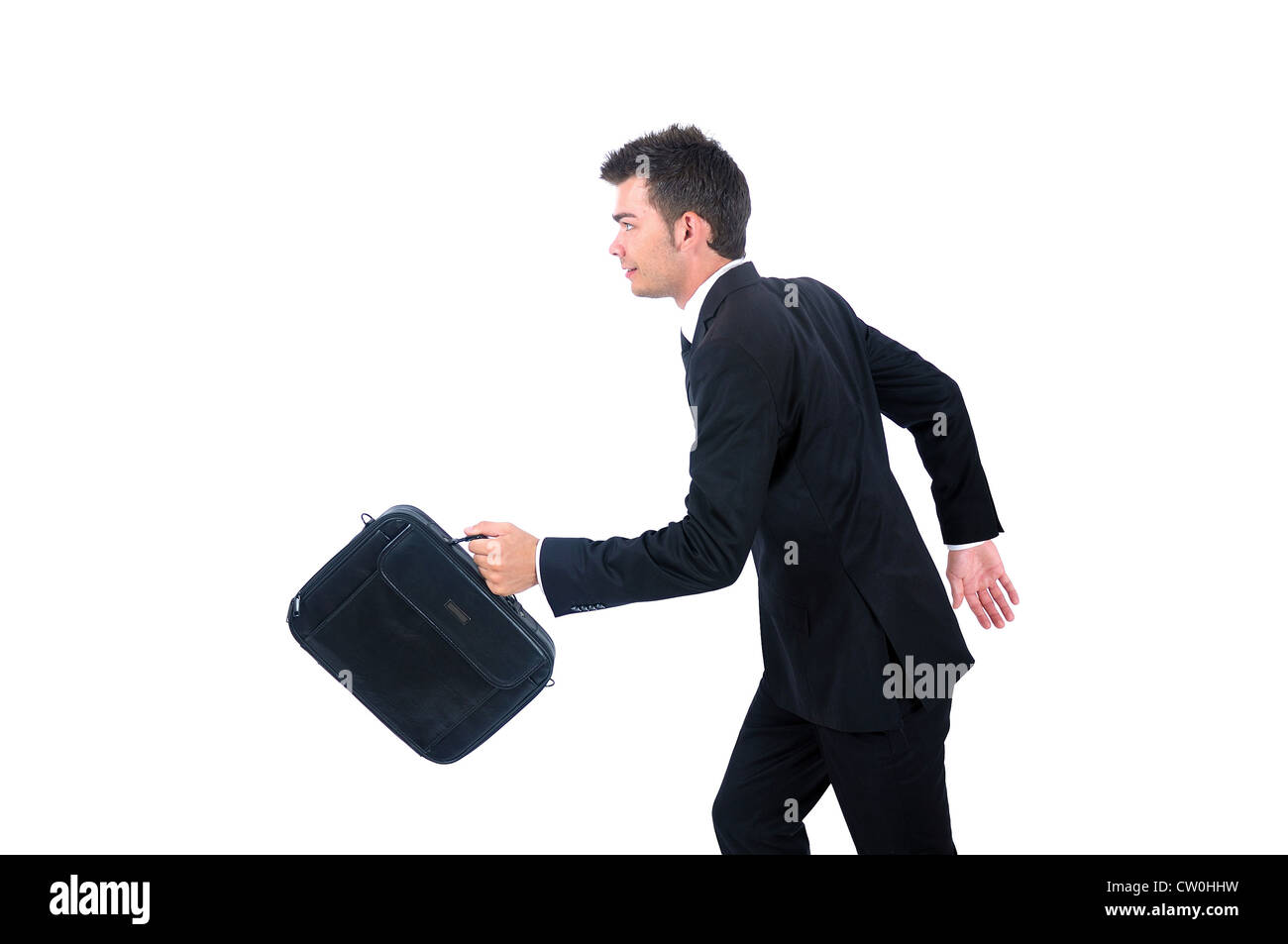 Isolated young business man running Stock Photo - Alamy