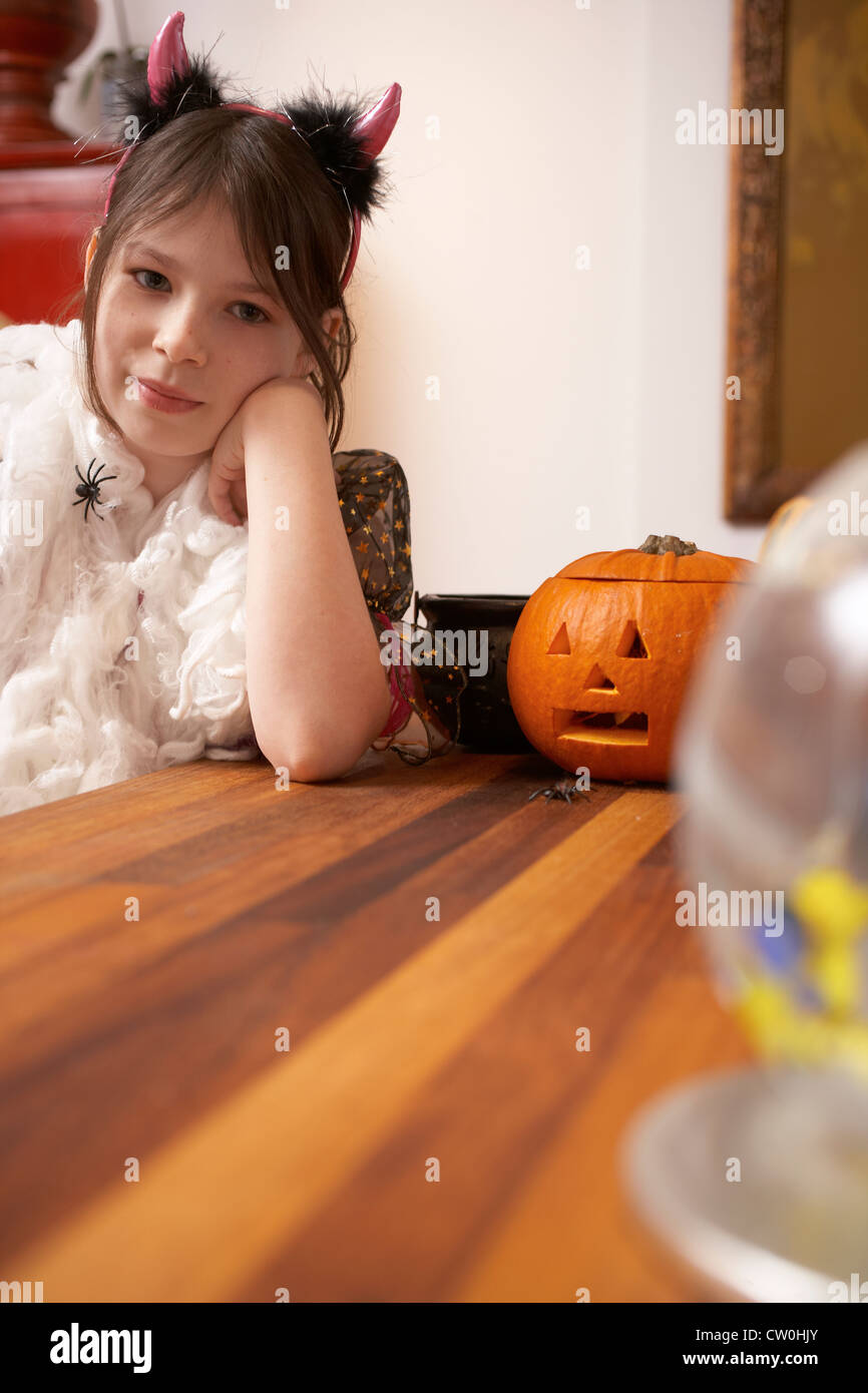 Girl wearing Halloween costume Stock Photo - Alamy