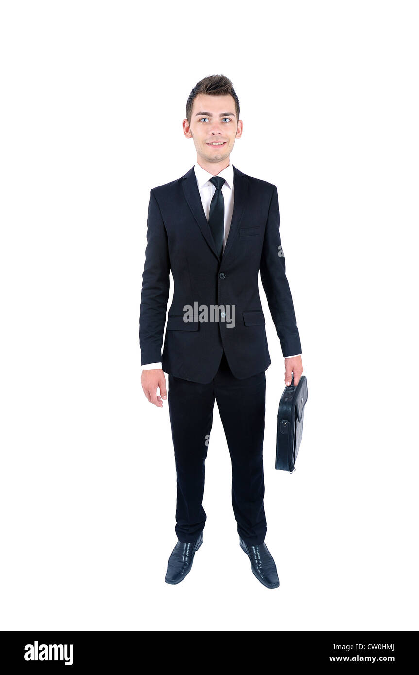 Isolated young business man standing Stock Photo - Alamy