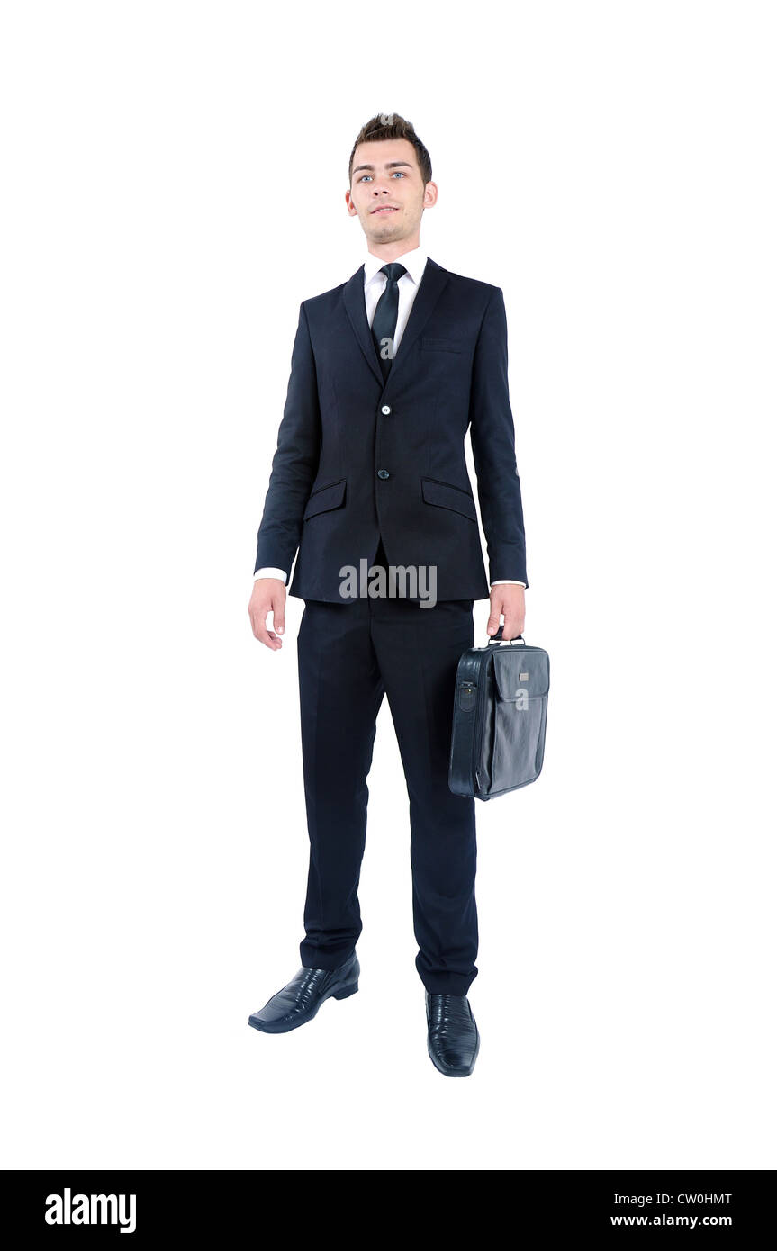 Isolated young business man standing Stock Photo - Alamy