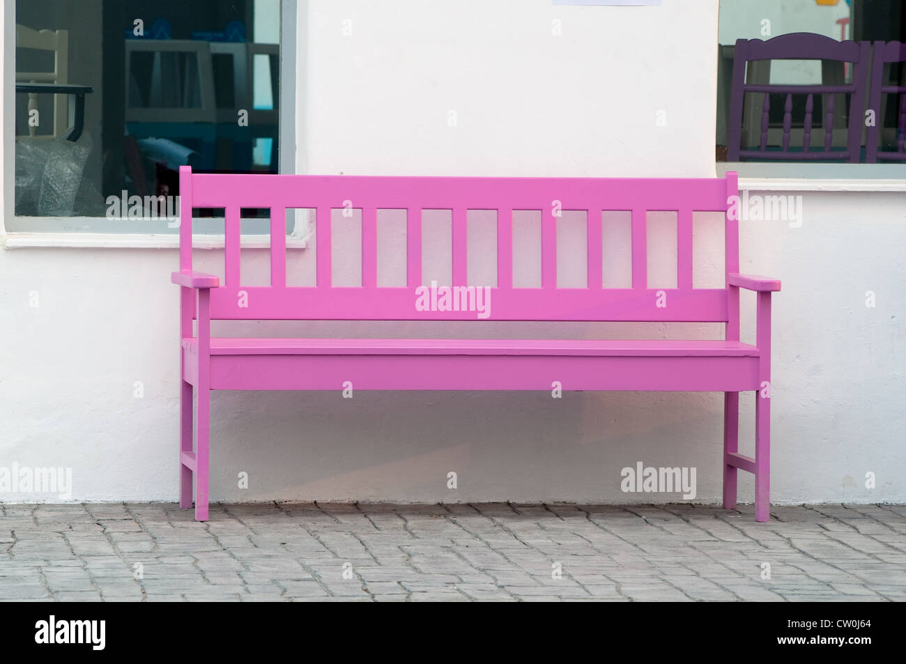 pink street chair in the park Stock Photo - Alamy