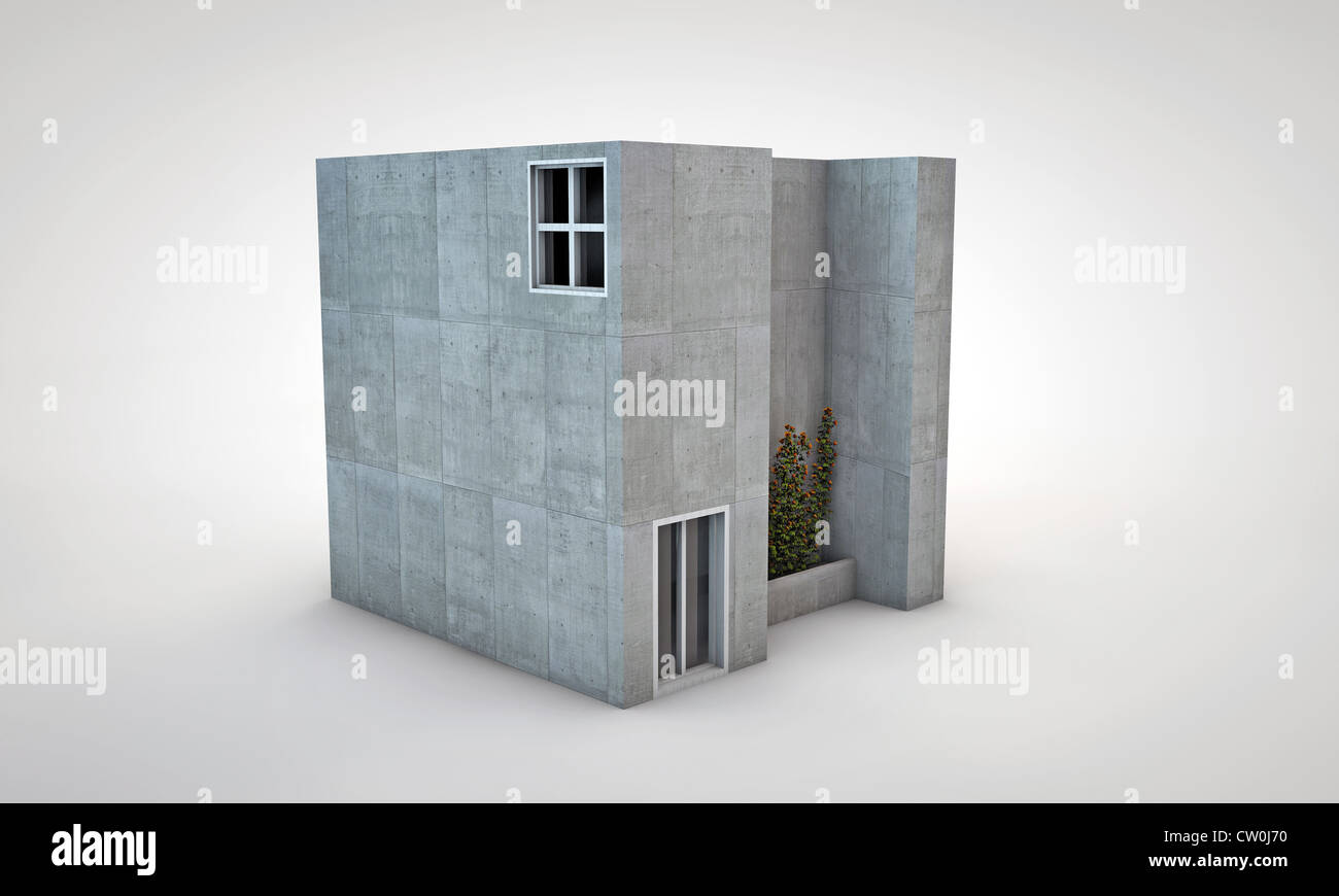 concrete house isolated on white background Stock Photo - Alamy