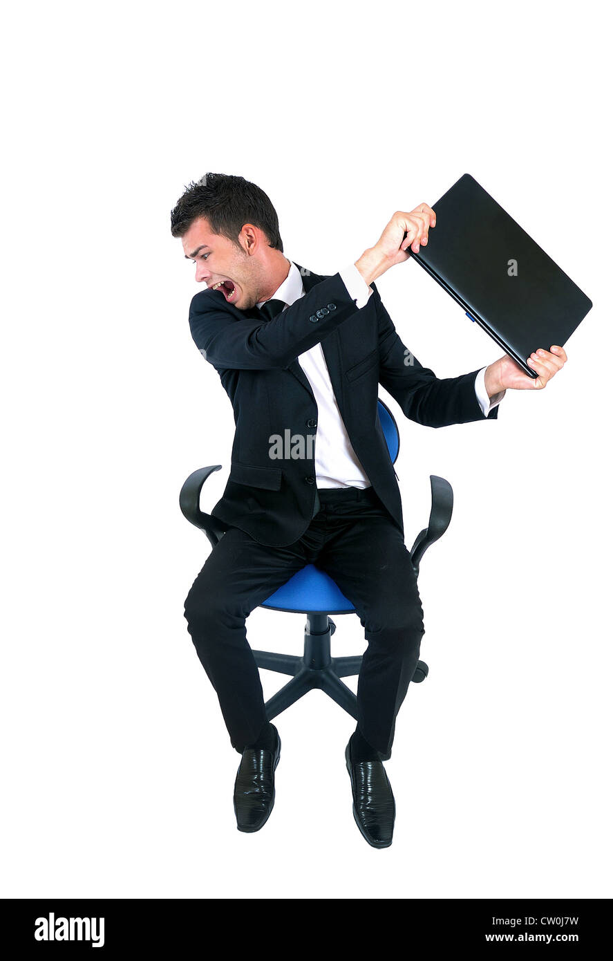 Businessman angry laptop Cut Out Stock Images & Pictures - Alamy