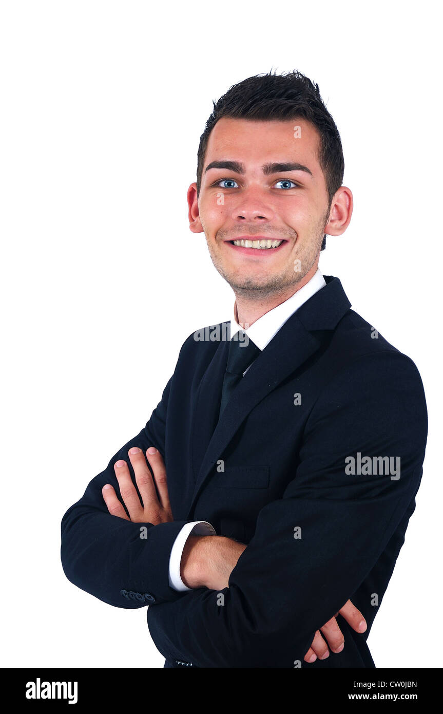 Isolated young business man standing Stock Photo - Alamy