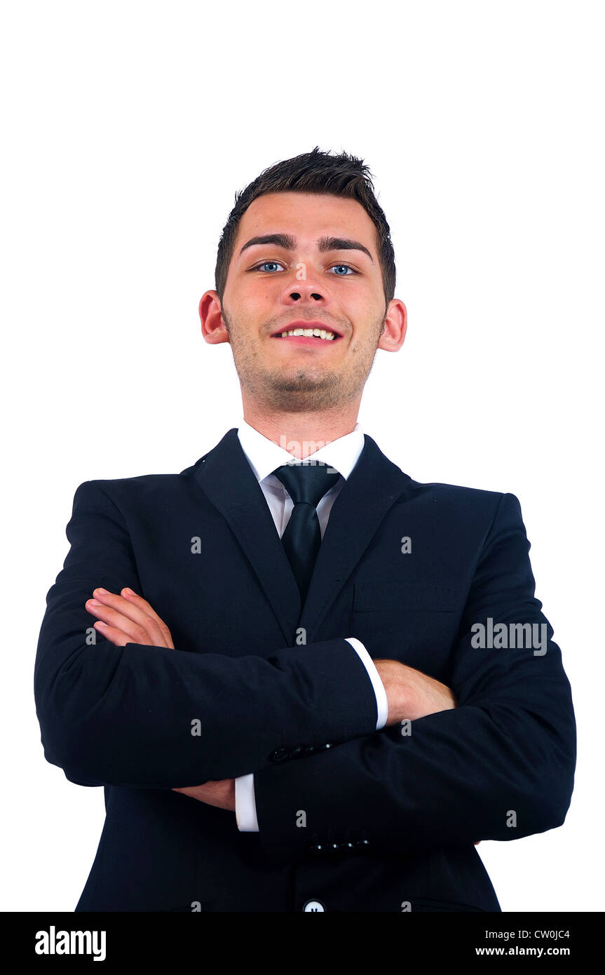 Isolated young business man standing Stock Photo - Alamy