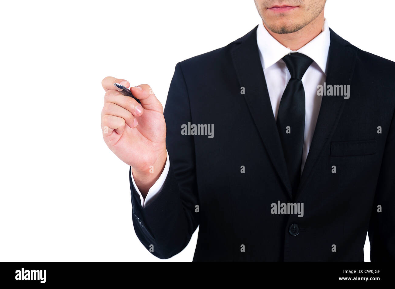 Isolated business man with pen Stock Photo - Alamy