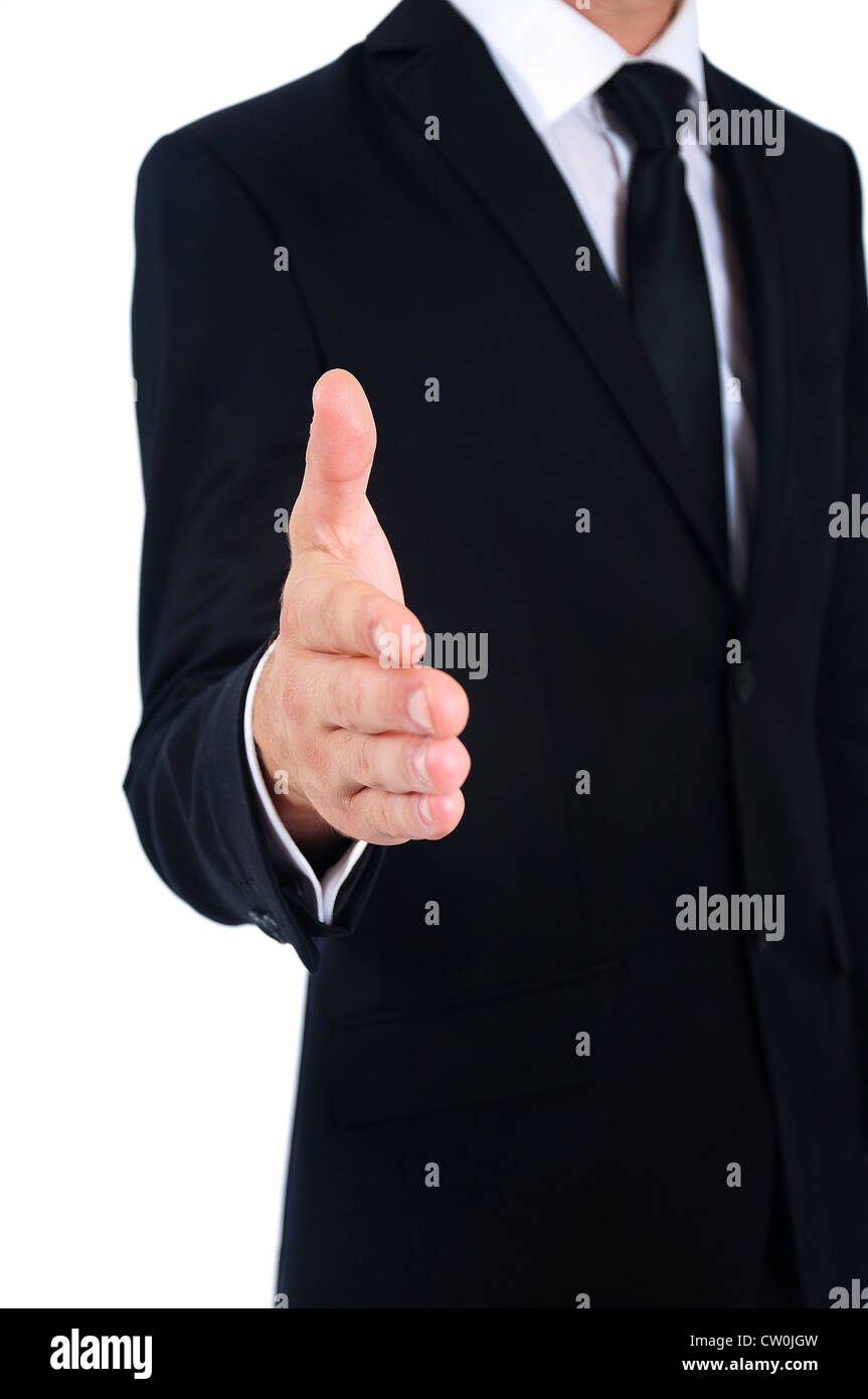 Isolated young business man handshake Stock Photo - Alamy