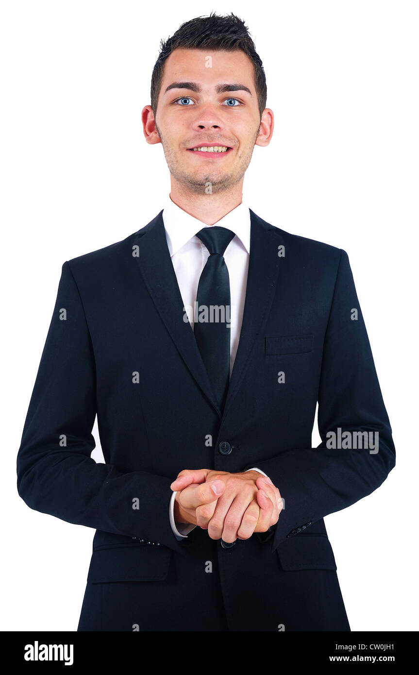 Isolated young business man standing Stock Photo - Alamy