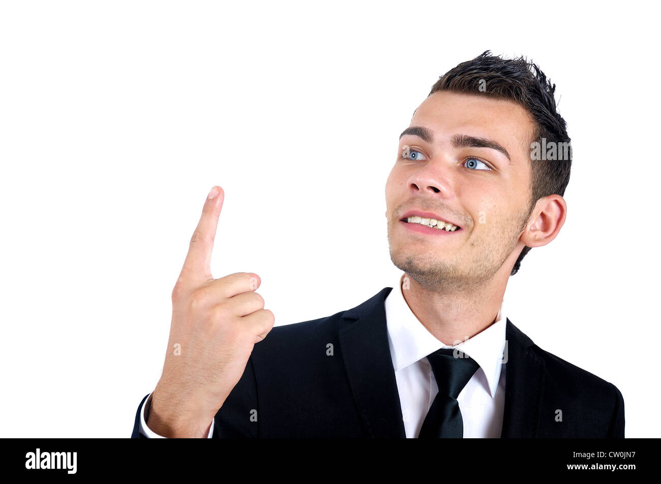 Isolated young business man pointing Stock Photo - Alamy