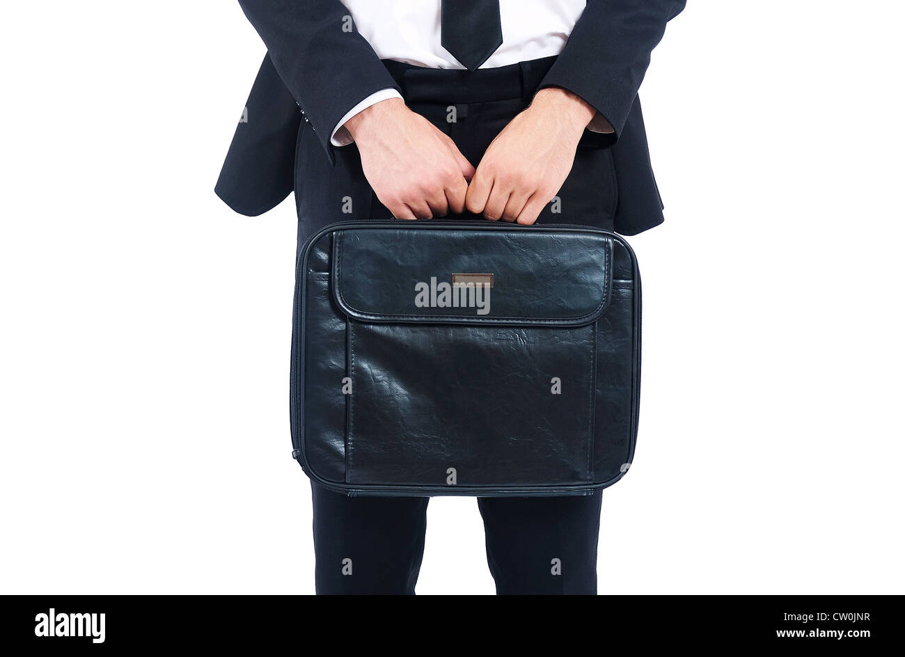 Isolated young business man holding briefcase Stock Photo - Alamy