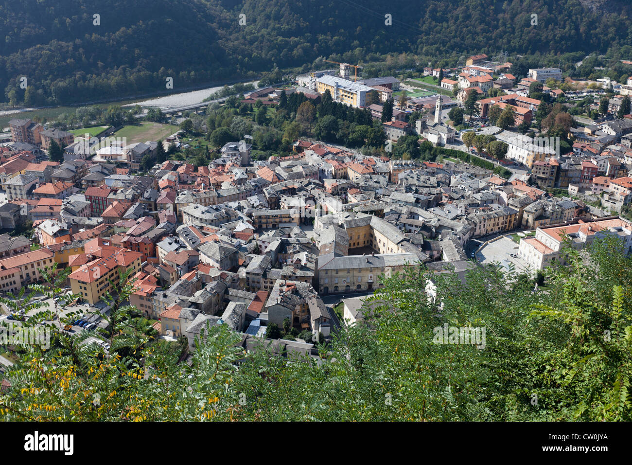 Aerial view of city built on hillside Stock Photo - Alamy