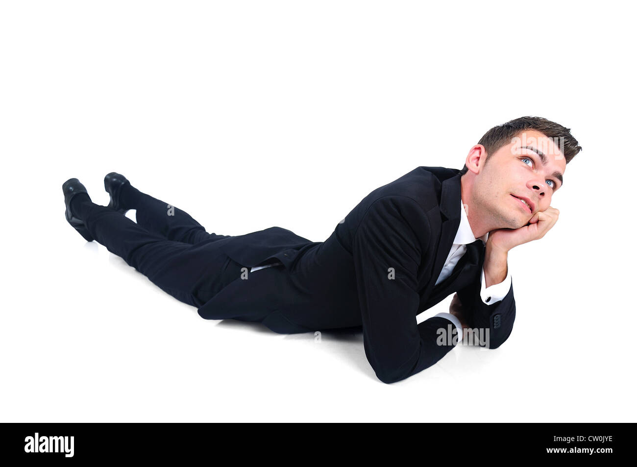 Isolated business man thinking on white Stock Photo - Alamy Isolated business man thinking on white Stock Photo - Alamy