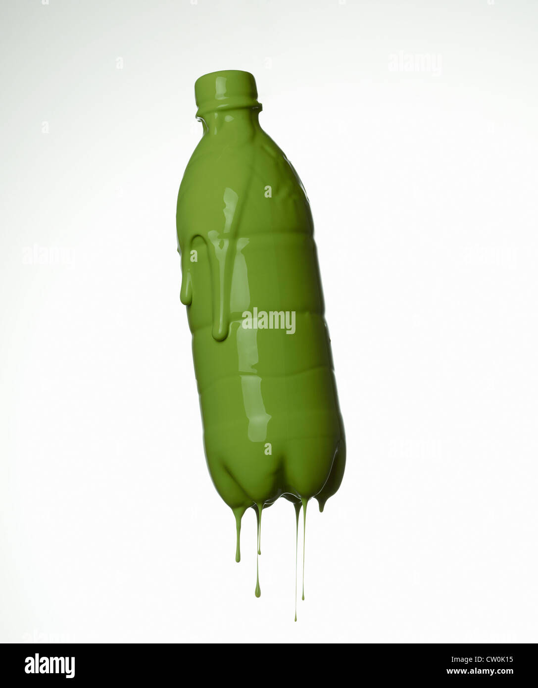 Soda bottle in dripping green paint Stock Photo - Alamy