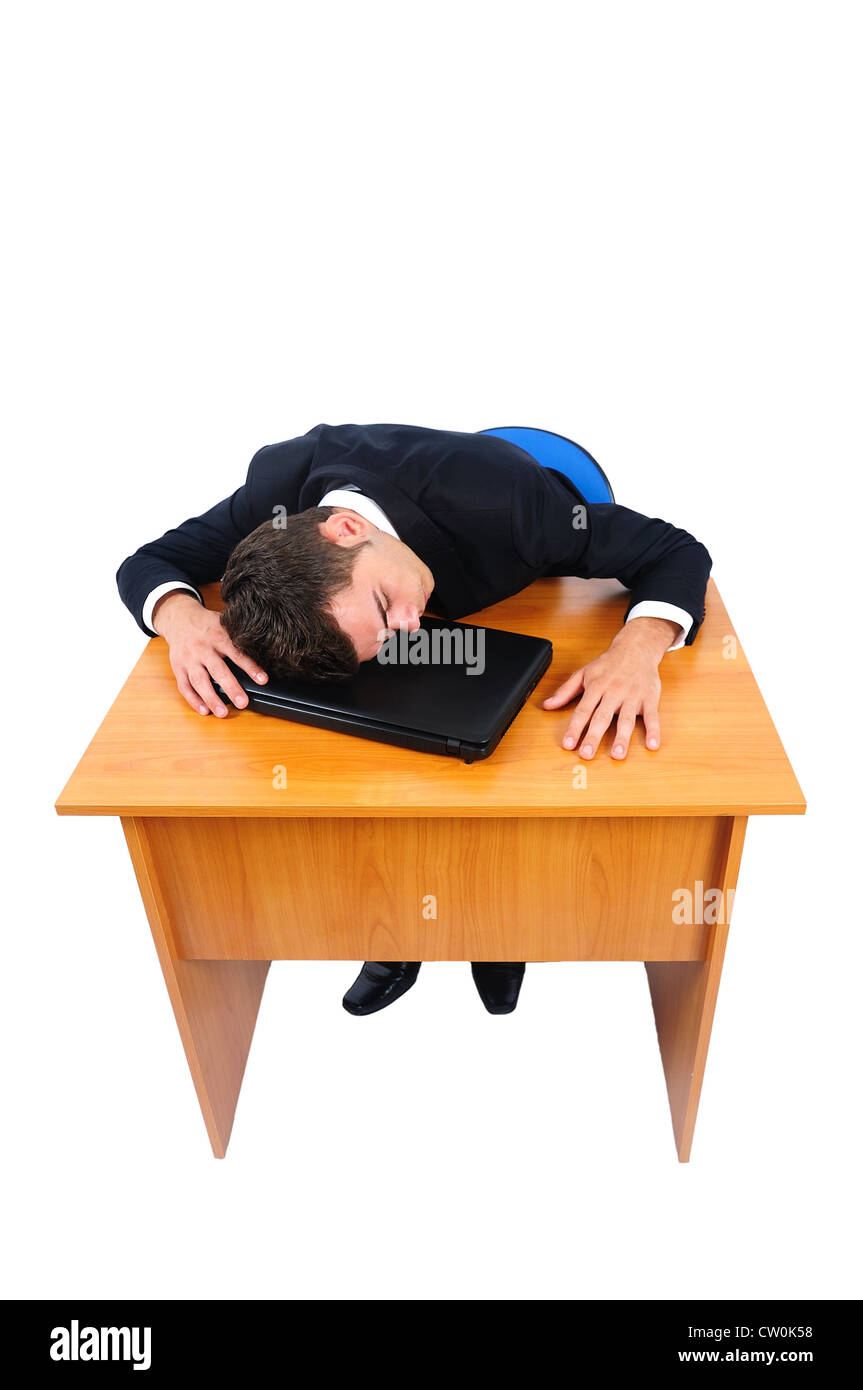 Isolated young business man sleeping Stock Photo - Alamy